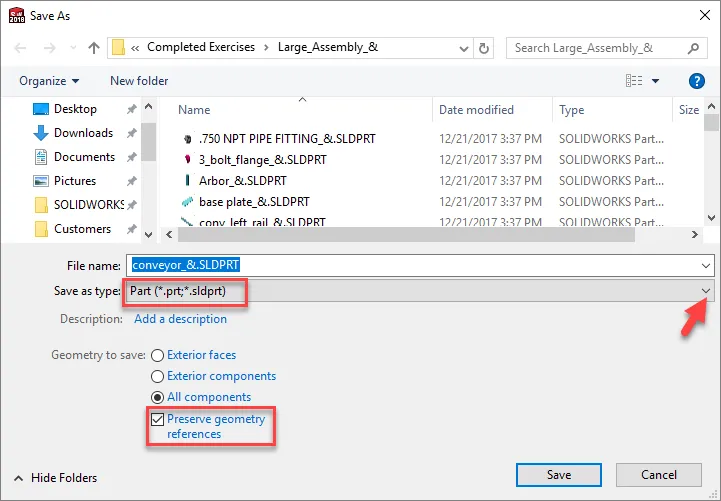 Save Solidworks Assembly As Part And Preserve Geometry References