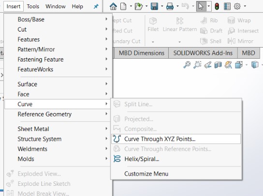 Using The Curve Through Xyz Points Tool In Solidworks Goengineer