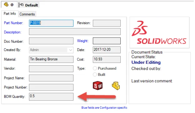 SOLIDWORKS PDM – Custom BOM Quantity | GoEngineer