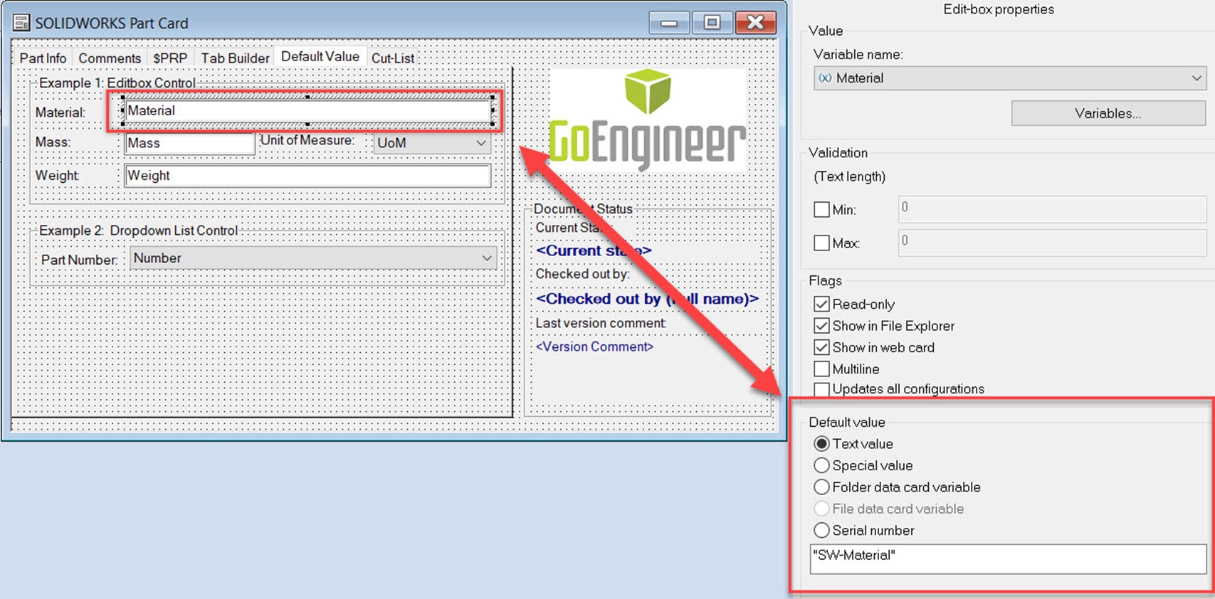 Default Expressions In Solidworks Pdm Data Cards Goengineer