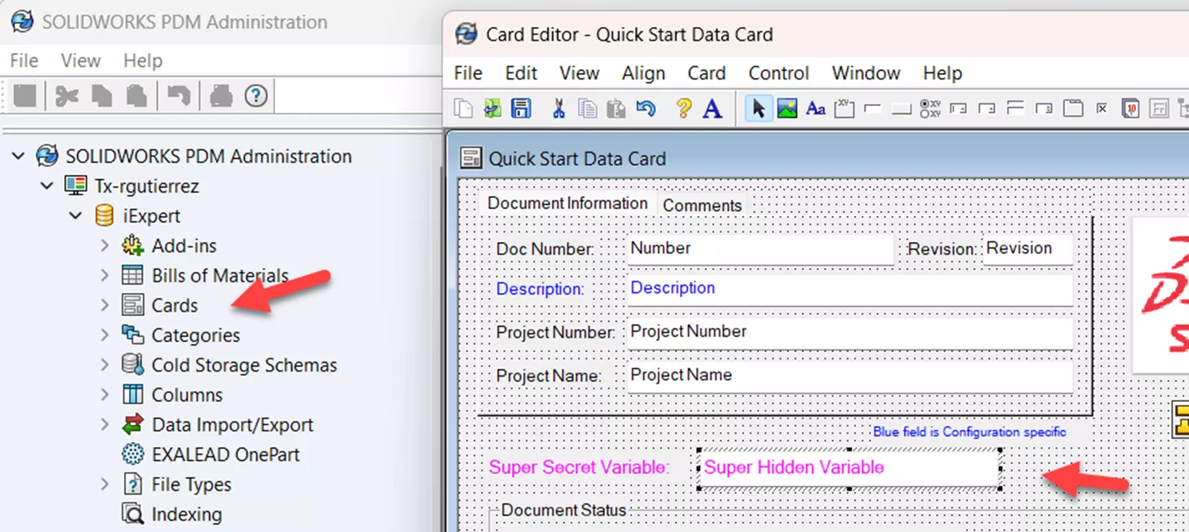 How To Hide A Variable In A Solidworks Pdm Data Card But Keep It Searchable Goengineer