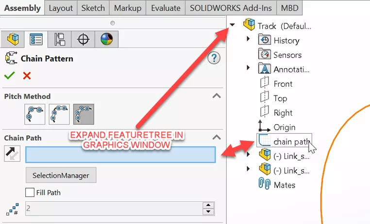 SOLIDWORKS Chain Component Pattern Tutorial | GoEngineer SOLIDWORKS Chain Component Pattern Tutorial | GoEngineer
