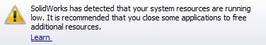 What Causes the Low Resources Warning in SOLIDWORKS? | GoEngineer